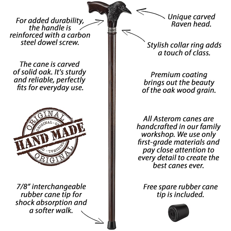 Custom Raven Walking Cane - Handmade Cane for Men and Women, Gothic ...
