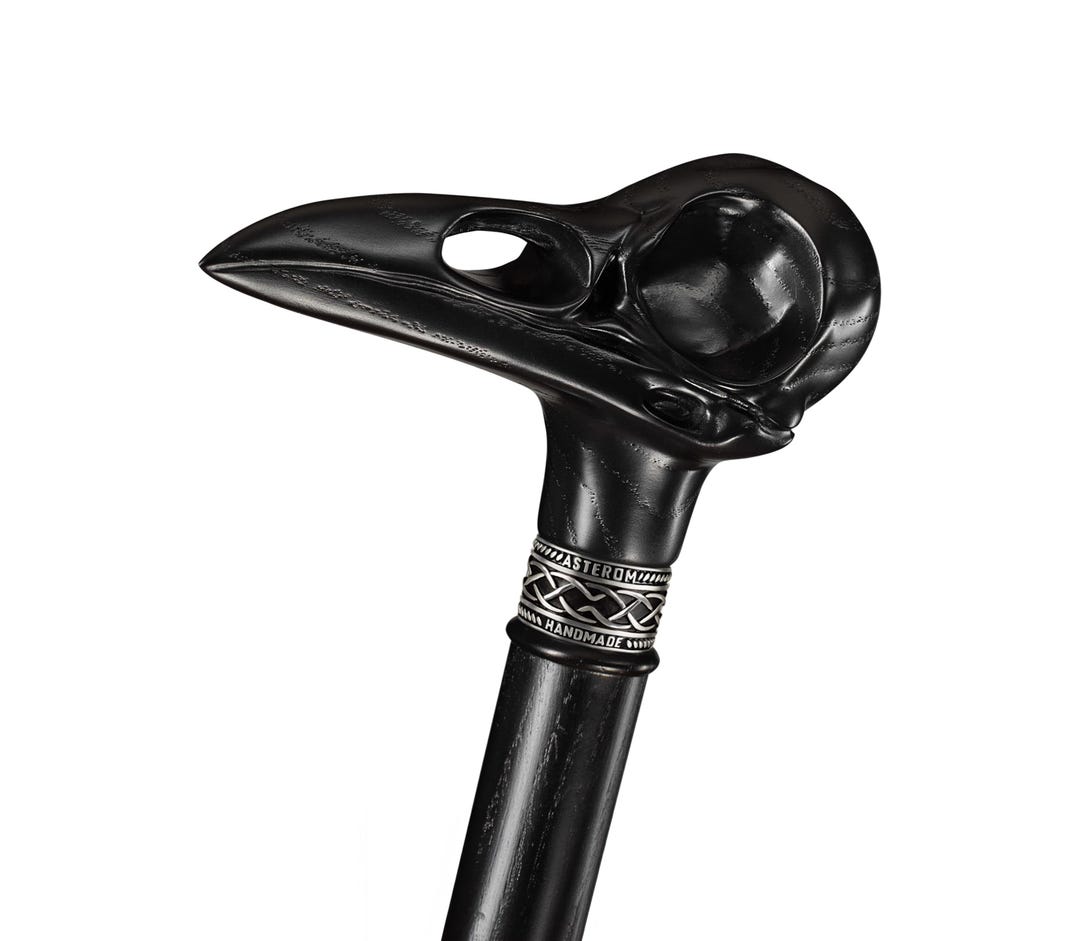 Custom Plague Doctor Cane, Handmade Walking Cane, Skull Cane, Raven ...