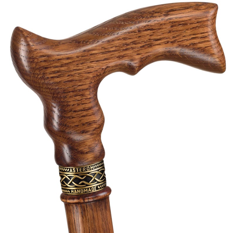 Oak Wood Walking Cane – Ergonomic Handle, Handcrafted Walking Stick - Etsy