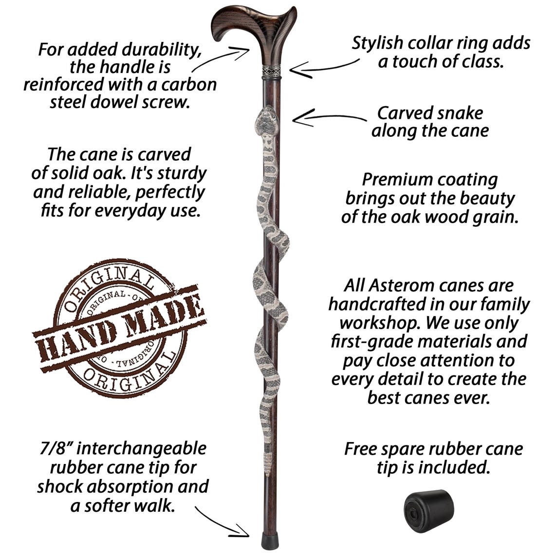 Luxury Hand-painted Rattlesnake Walking Cane - Custom Handmade Walking ...