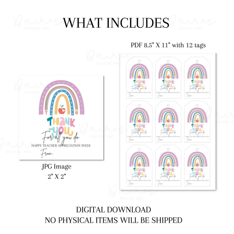 Teacher Appreciation Label. Printable Gift Tags for Teacher ...