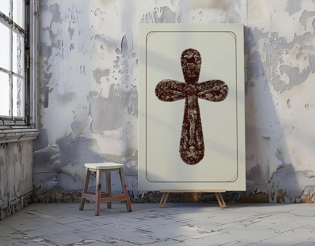 Religious Wall Art, Ancient Cross Digital Poster, Antique Cross Decor ...