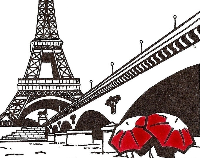 Paris Love Gocco Art Print- Eiffel Tower - Etsy