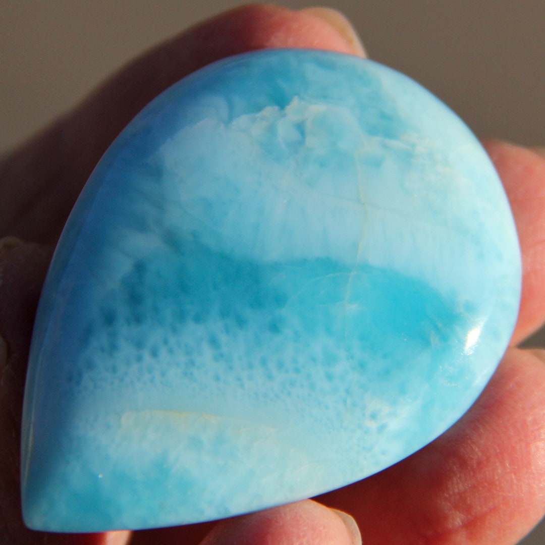 Large Larimar Teardrop 48 Mm, AAA Grade,rich Gem Color, Fine Quality ...