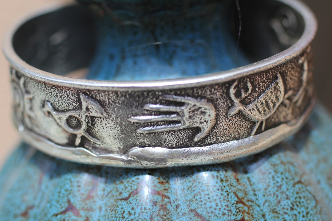 Anthony Lovato Cuff Bracelet, Original Tufa Casting, Petroglyph Design ...