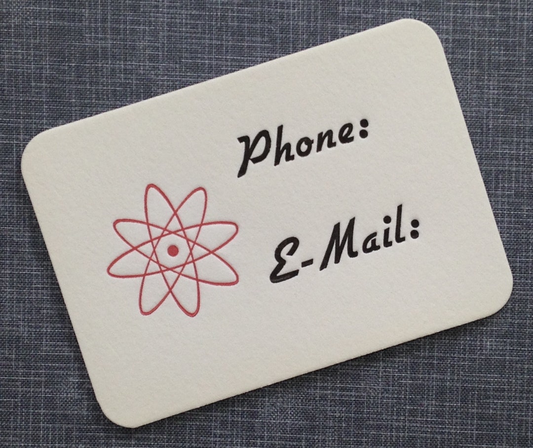 Letterpress Calling Card Atomic Letterpress Phone Card - Etsy