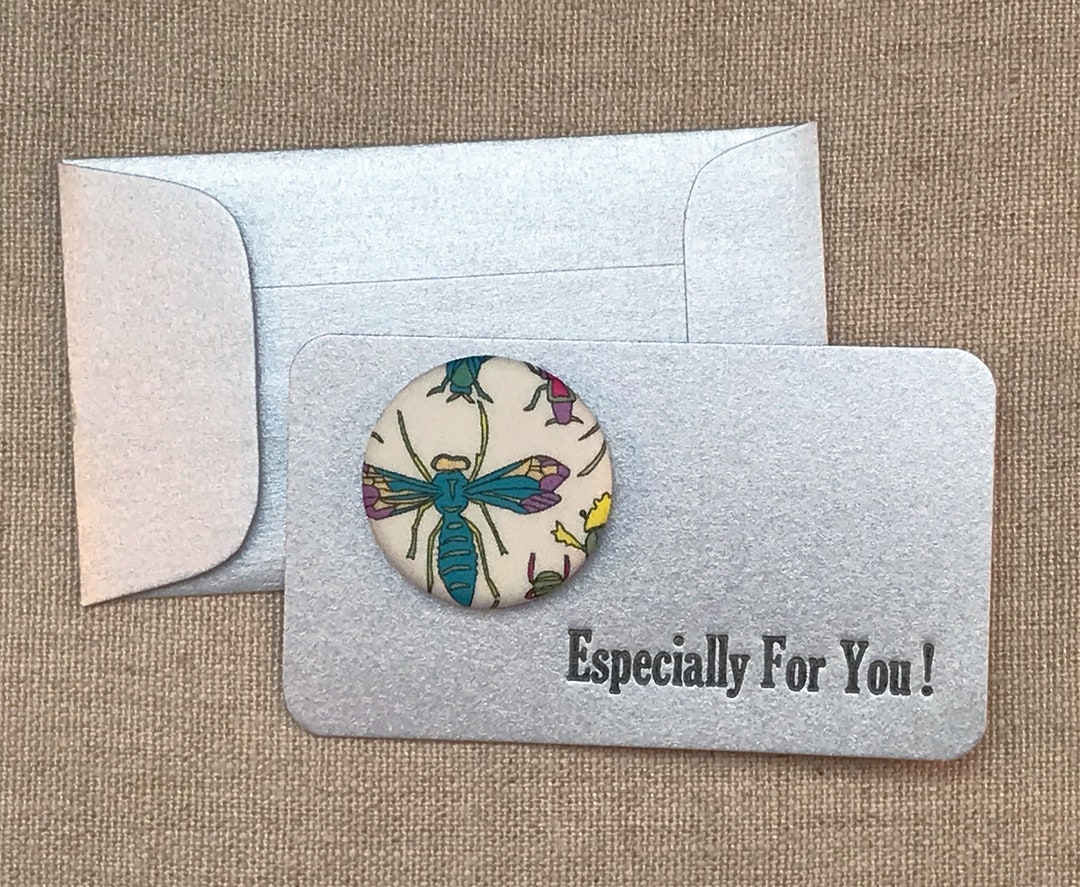 Mini Letterpress Button Cards and Envelopes Set of Six Gift Enclosure ...
