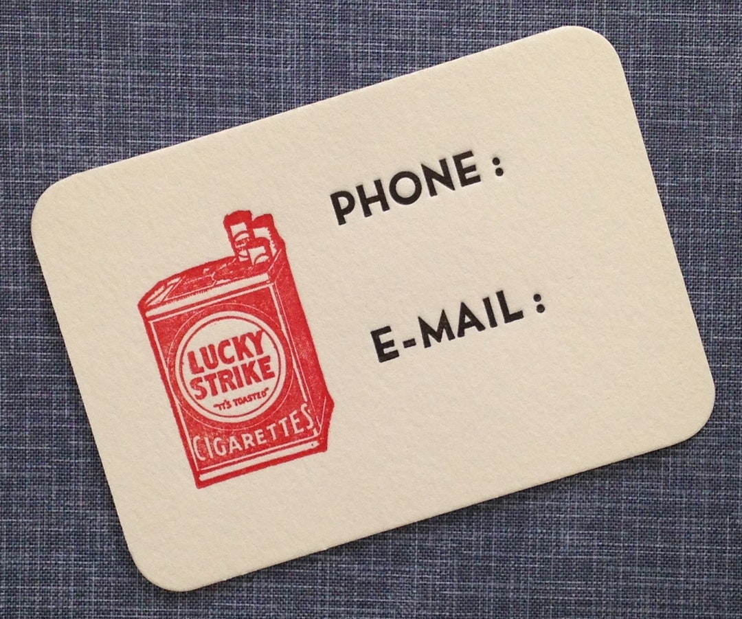 Letterpress Calling Card Lucky Strikes Letterpress Phone - Etsy