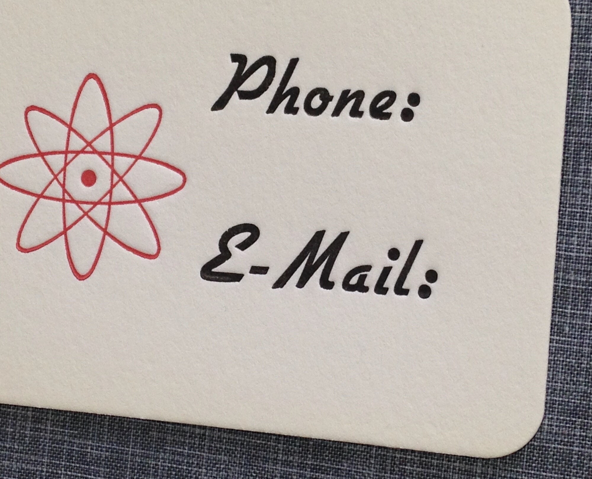 Letterpress Calling Card Atomic Letterpress Phone Card - Etsy
