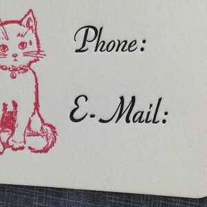 Letterpress Calling Card Cute Kitten Cat Letterpress Phone - Etsy