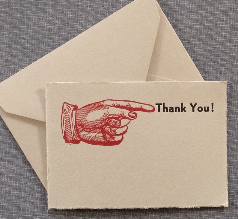 Mini Thank You Card and Envelope Letterpress Thank You Card Enclosure ...