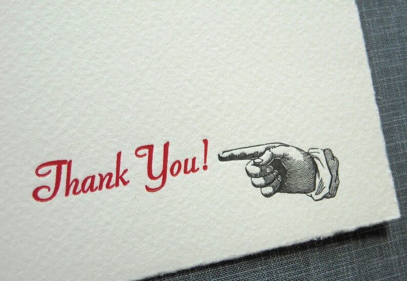 Letterpress Thank You Card and Envelope Trompe L'oeil Single Flat ...