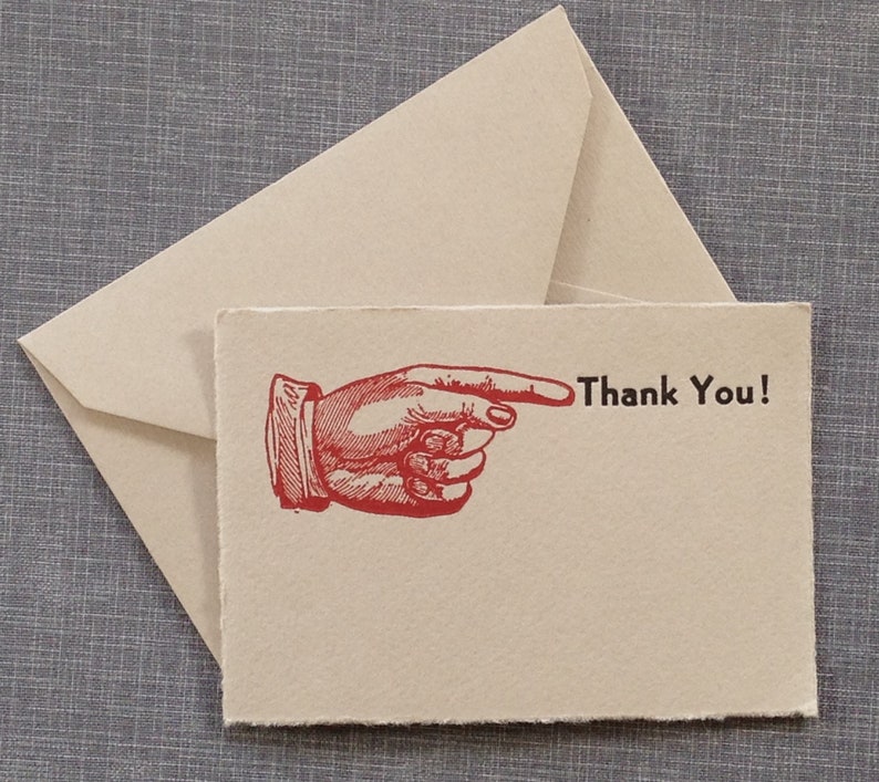 Mini Thank You Card and Envelope Letterpress Thank You Card Enclosure ...