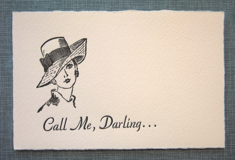 Letterpress Greeting Card and Envelope Call Me, Darling Single Flat ...