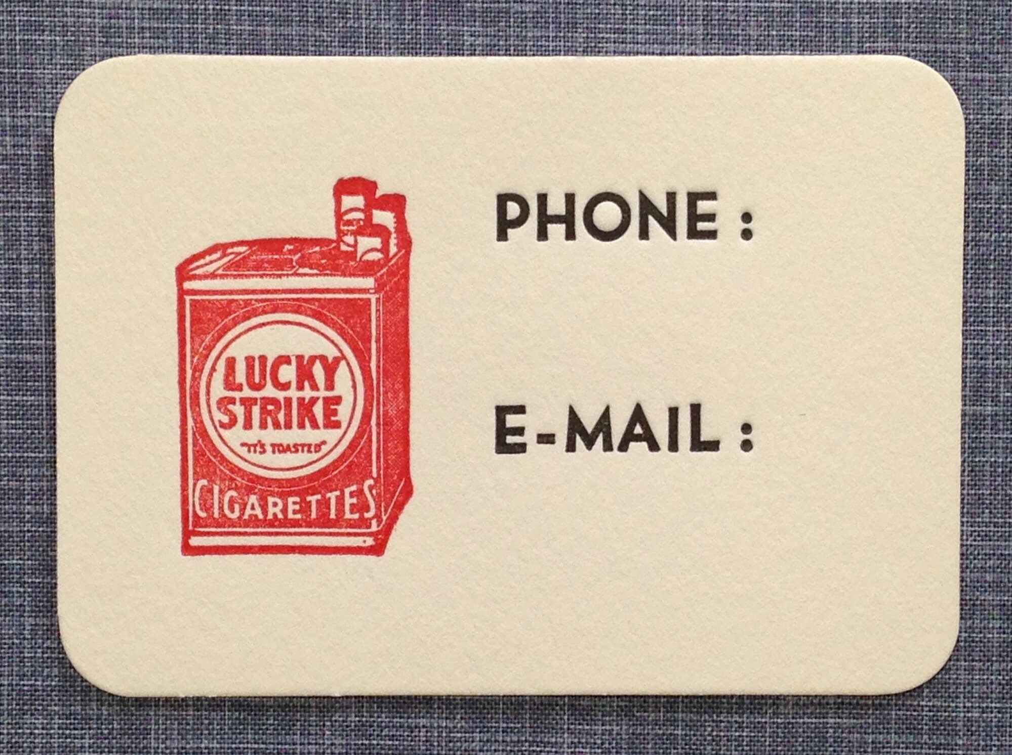 Letterpress Calling Card Lucky Strikes Letterpress Phone - Etsy