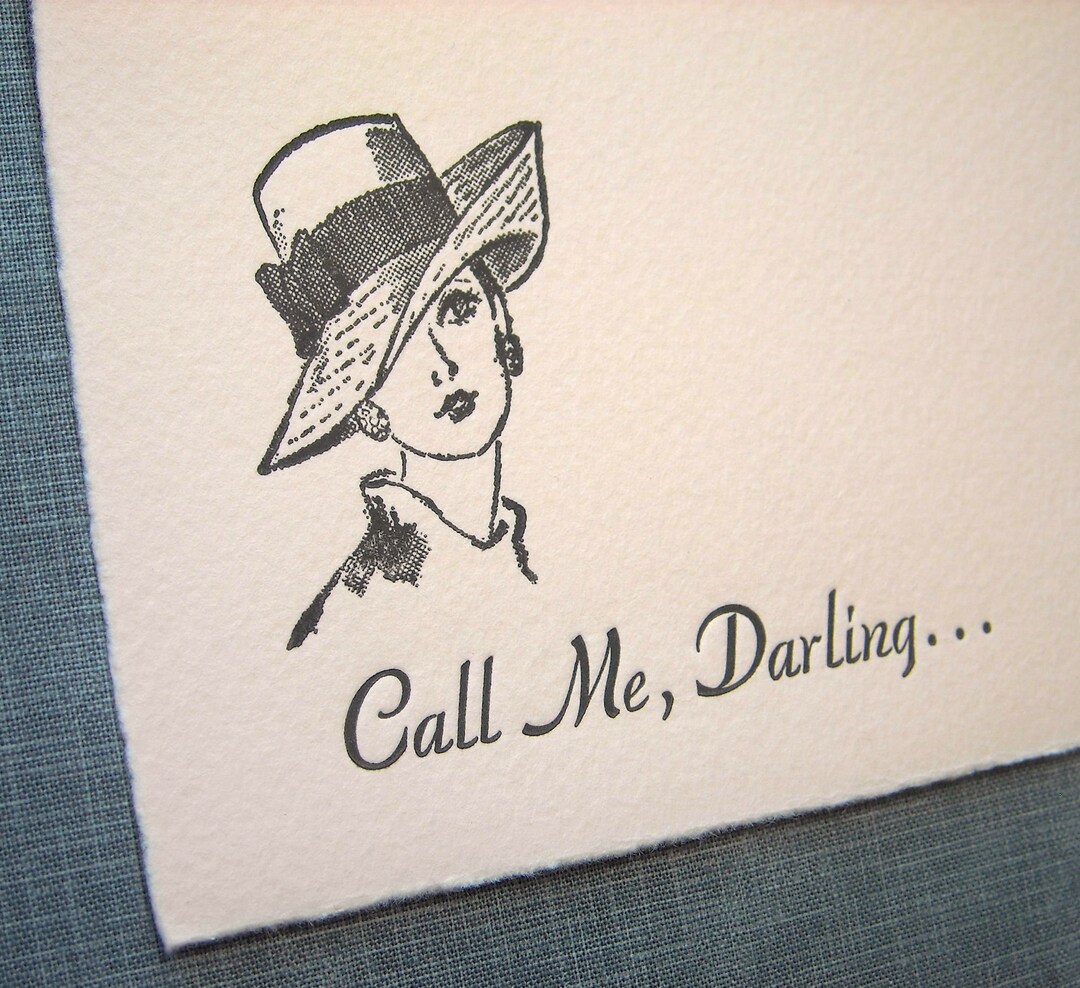 Letterpress Greeting Card and Envelope Call Me, Darling Single Flat ...