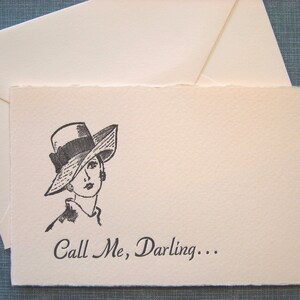 Letterpress Greeting Card and Envelope Call Me, Darling Single Flat ...