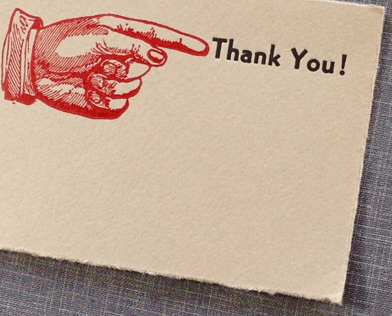 Mini Thank You Card and Envelope Letterpress Thank You Card Enclosure ...
