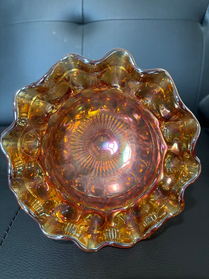 Vintage Carnival Amber Glass Compote Dish Bowl - Etsy