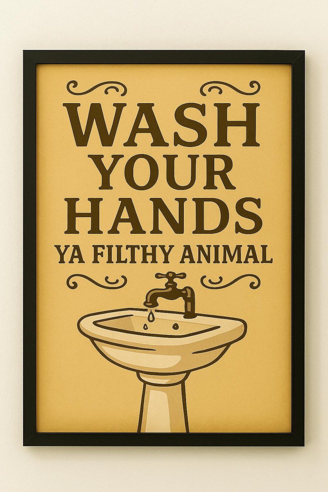 Funny Bathroom Wall Art Wash Your Hands Ya Filthy Animal Digital ...