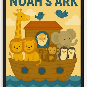Noah’s Ark Wall Art for Kids Bible Nursery Printable Christian Sunday ...