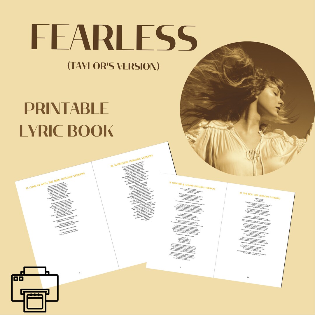 Taylor Swift - Fearless - Lyric Book Printable - Etsy