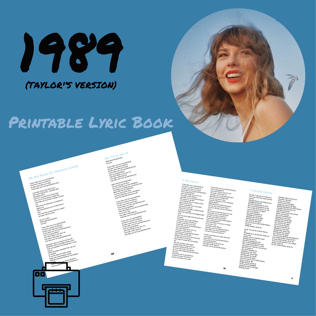 Taylor Swift 1989 (taylor's Version) - Lyric Book Instant Download ...