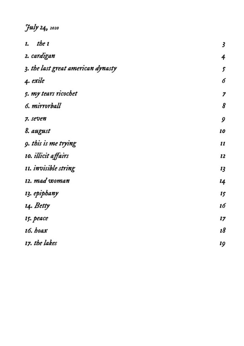 Taylor Swift Folklore Lyric Book Instant Download Printable for ...