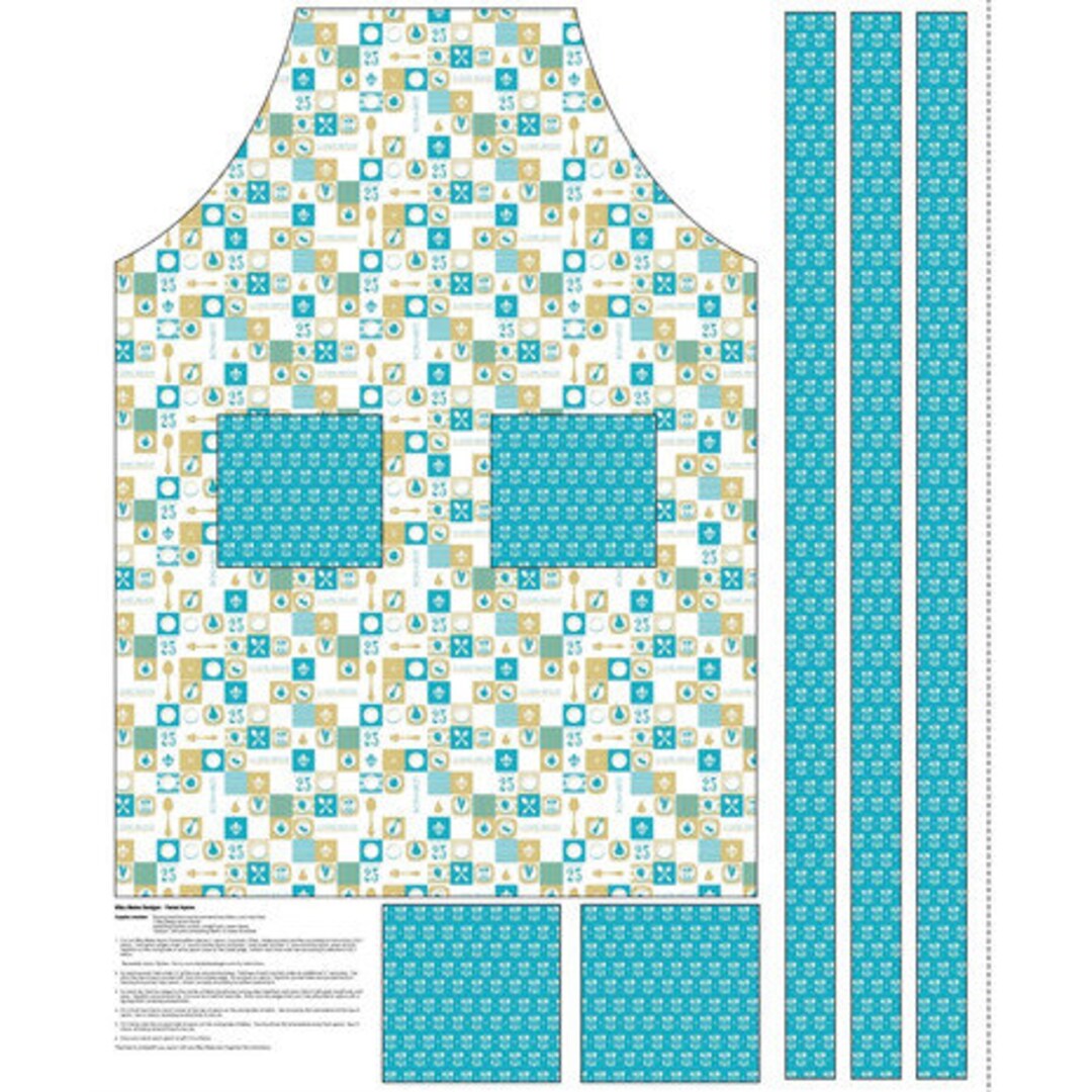 Riley Blake Apron Panel/aqua & Red Color/ Ready to Sew/ - Etsy