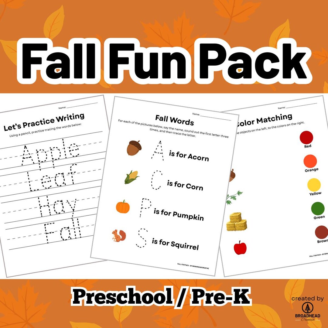 Fall Fun Pack | Preschool & Pre-k Worksheets | Counting, Patterns ...