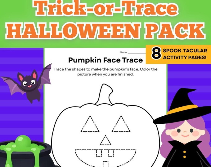 Printable Halloween Trace & Color Sheets - Tracing Worksheets for ...
