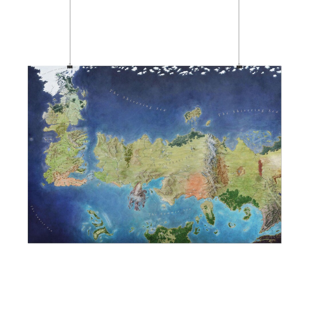 A Song of Ice and Fire World Map Rolled Poster - Etsy