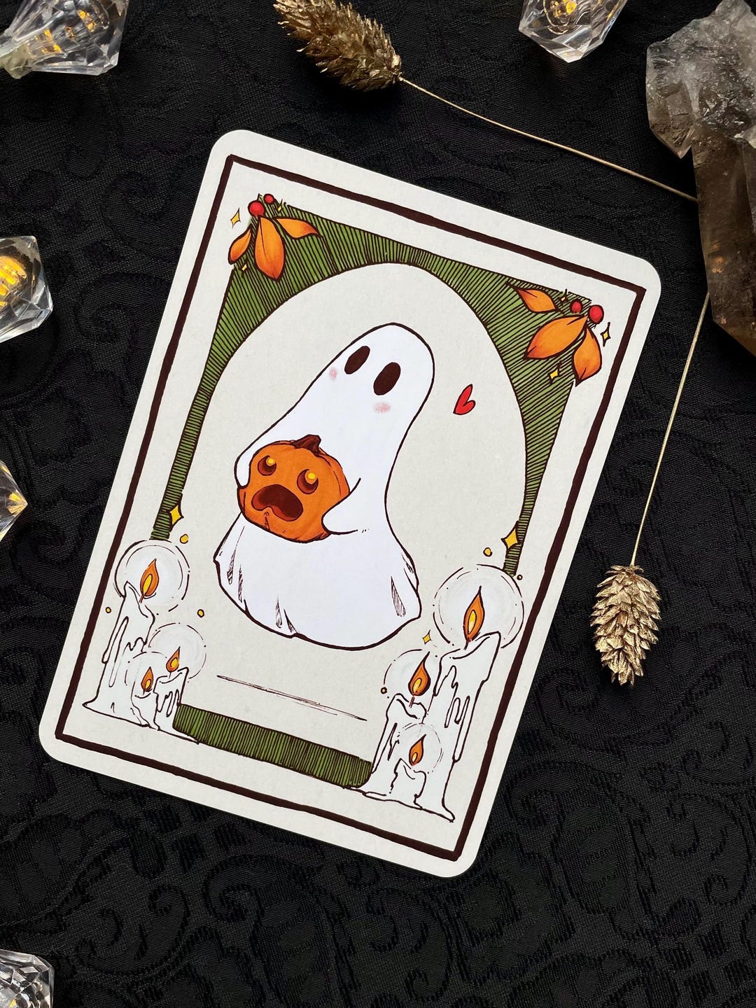 Cute Samhain Ghost Art Print | Art Nouveau Art Print | Cute and Spooky ...