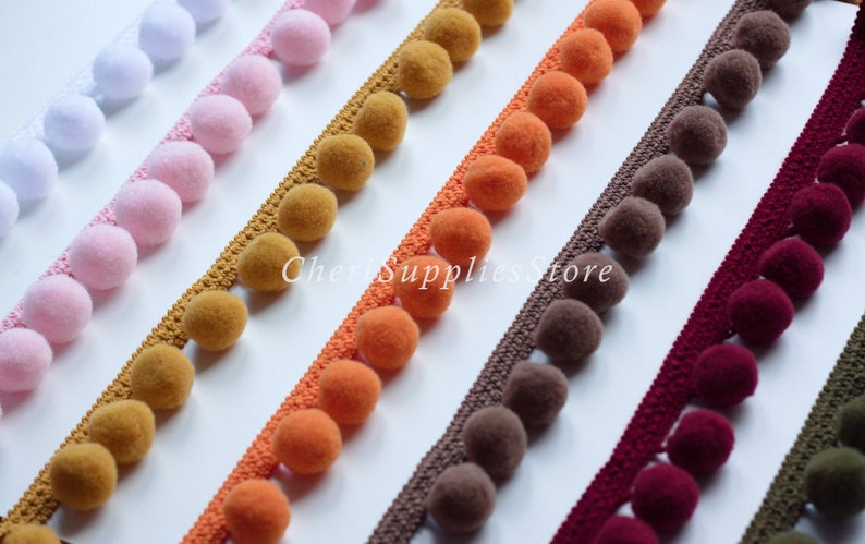 Pompom Trim 0.78in (2cm) Balls by Yard/metre | Pompom Border Trimming ...