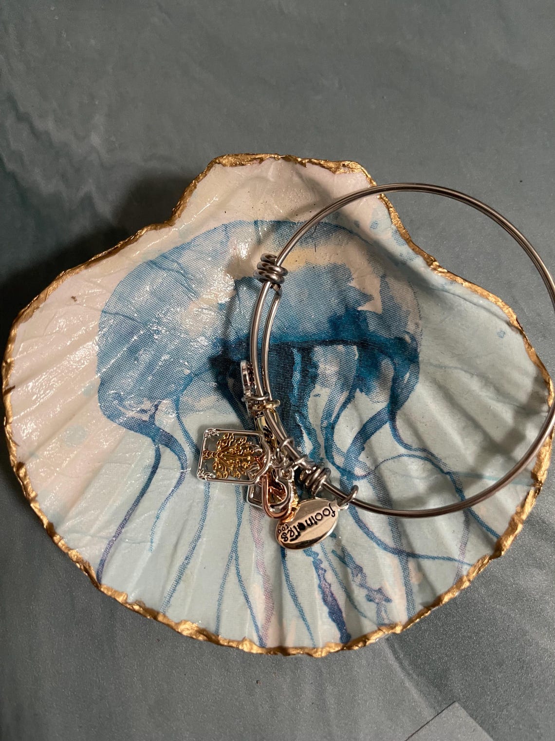 Jellyfish Gold Leaf Seashell Jewelry Dish | Coastal Decor | Beach Lover ...