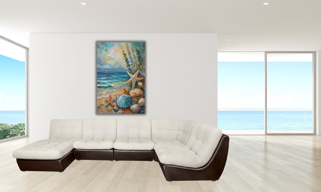Shells on Tropical Beach Canvas Art, Beach Home Decor, Gift, 20x30 ...