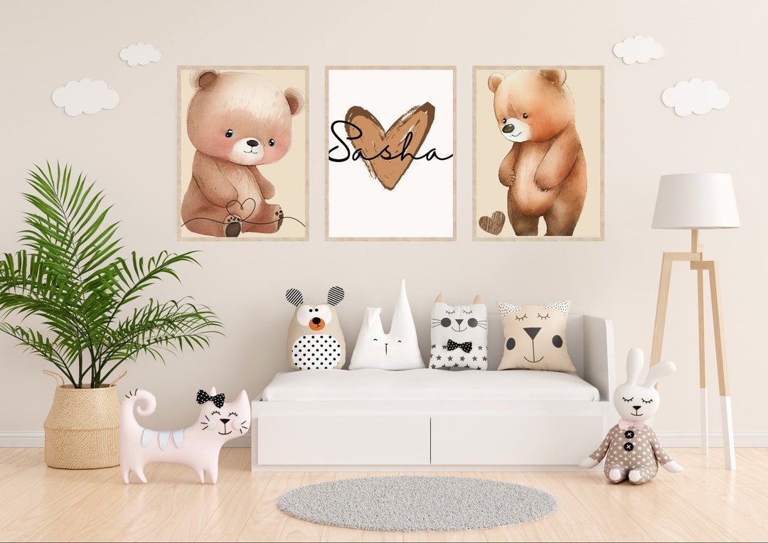 Set of Personalized Bear and First Name Posters - Etsy