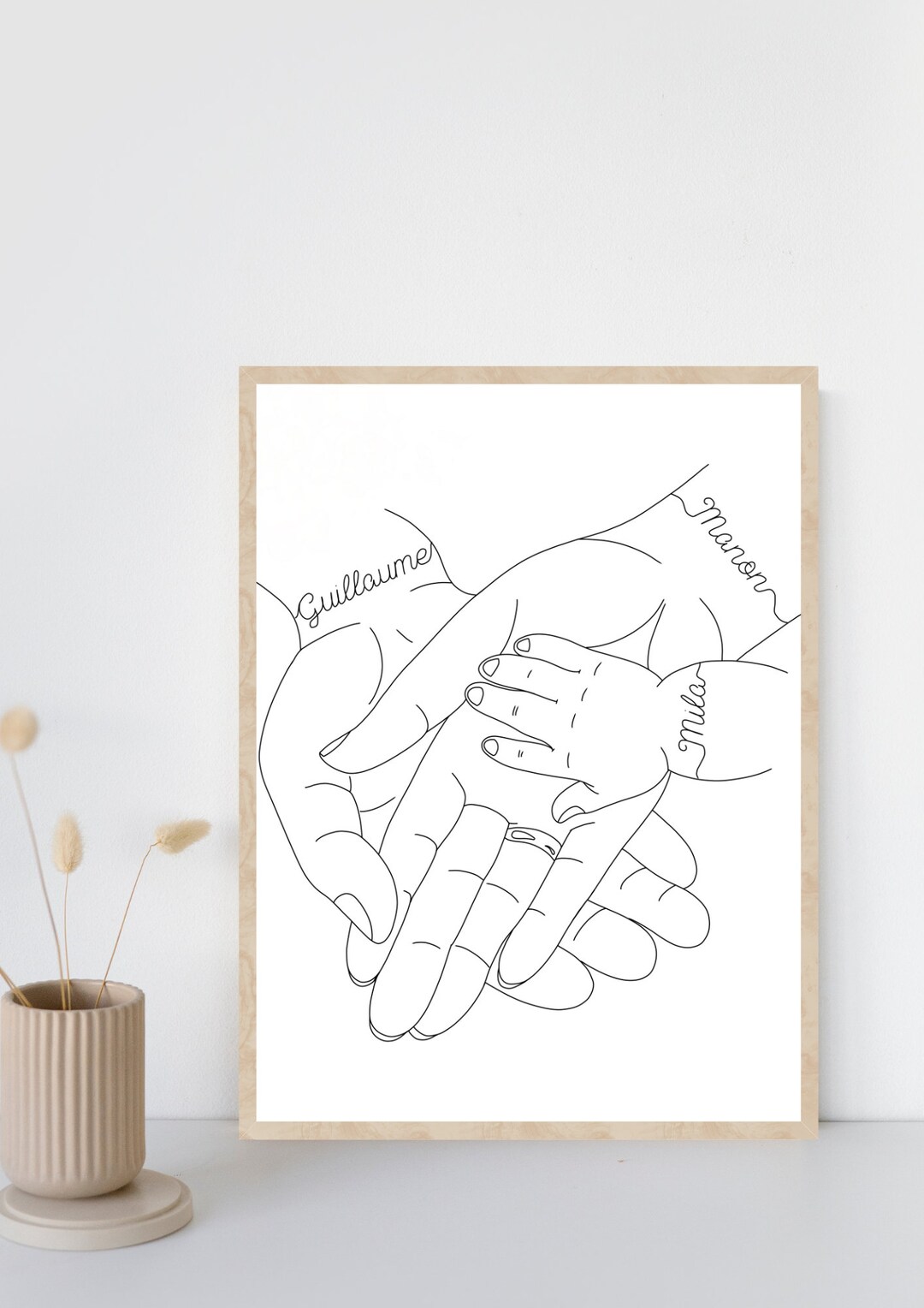 Poster Hands Parents and Child With First Names - Etsy