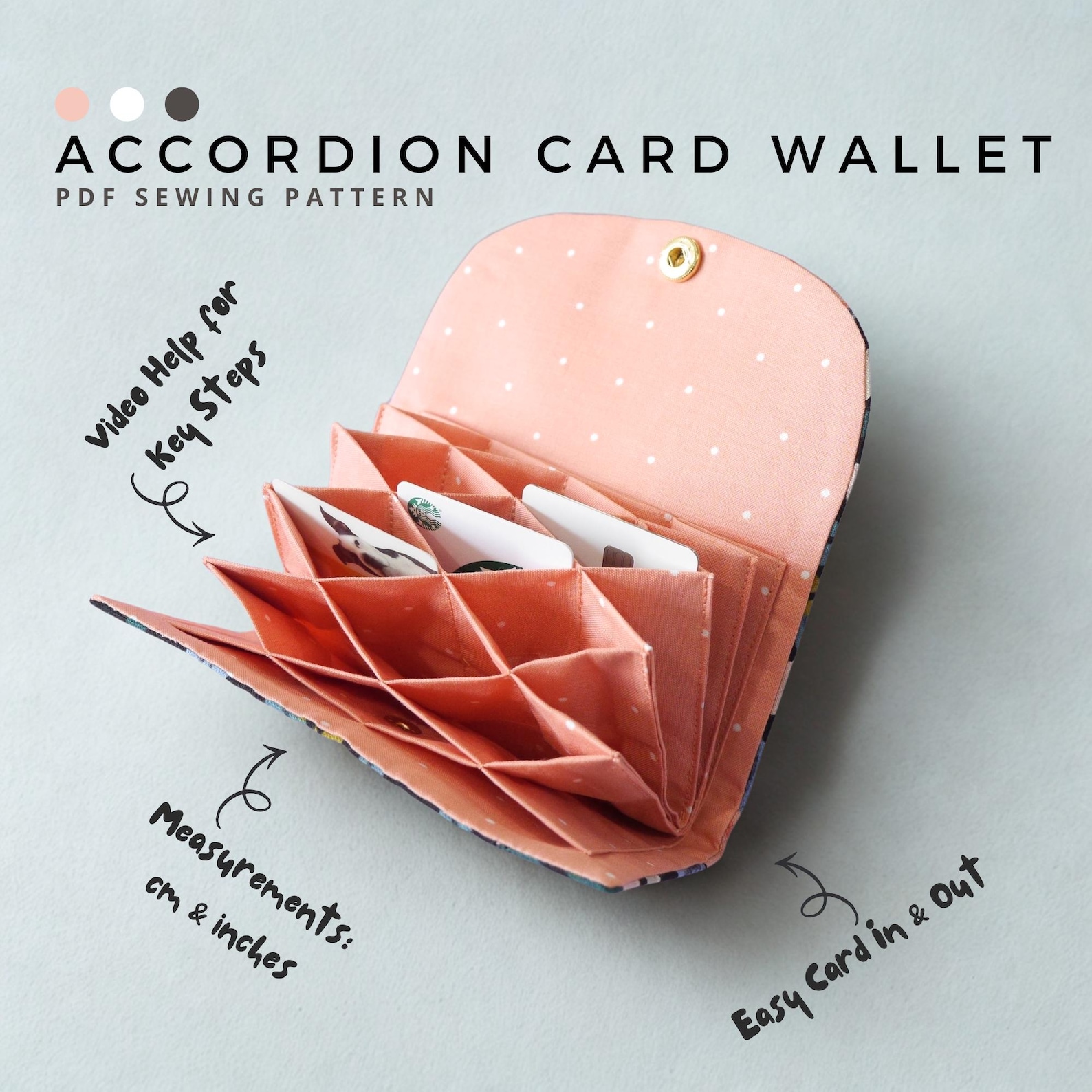 Accordion Card Wallet Sewing Pattern (PDF) | Fabric Wallet Pattern ...