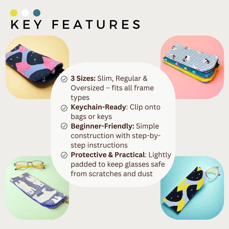 Soft Padded Eyeglass Case PDF Pattern – 3 Sizes | DIY Sunglasses Holder ...