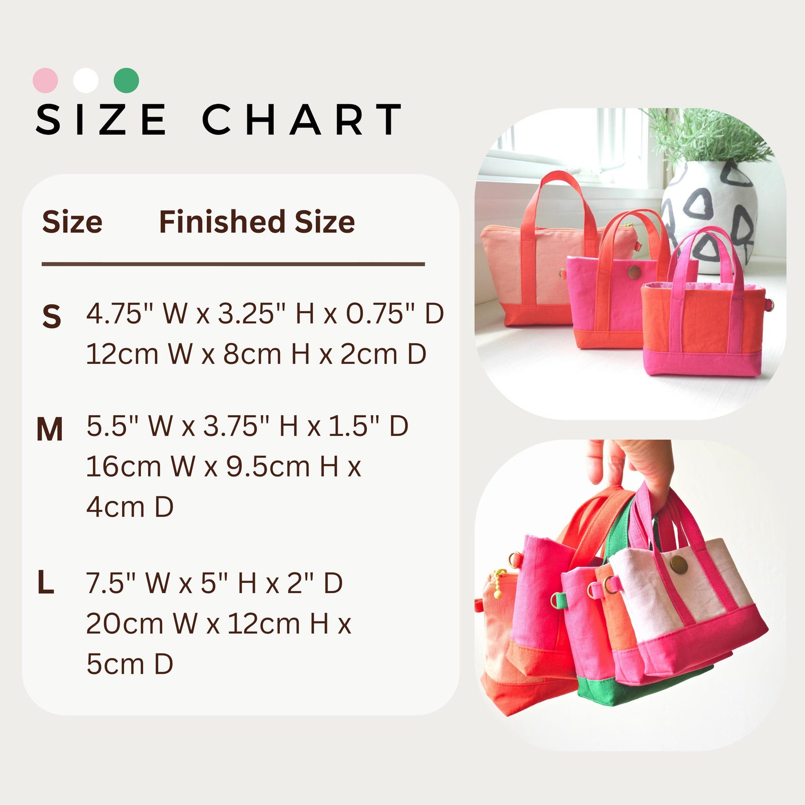 Mini Tote Bag PDF Sewing Pattern – 3 Sizes & Closures - Etsy