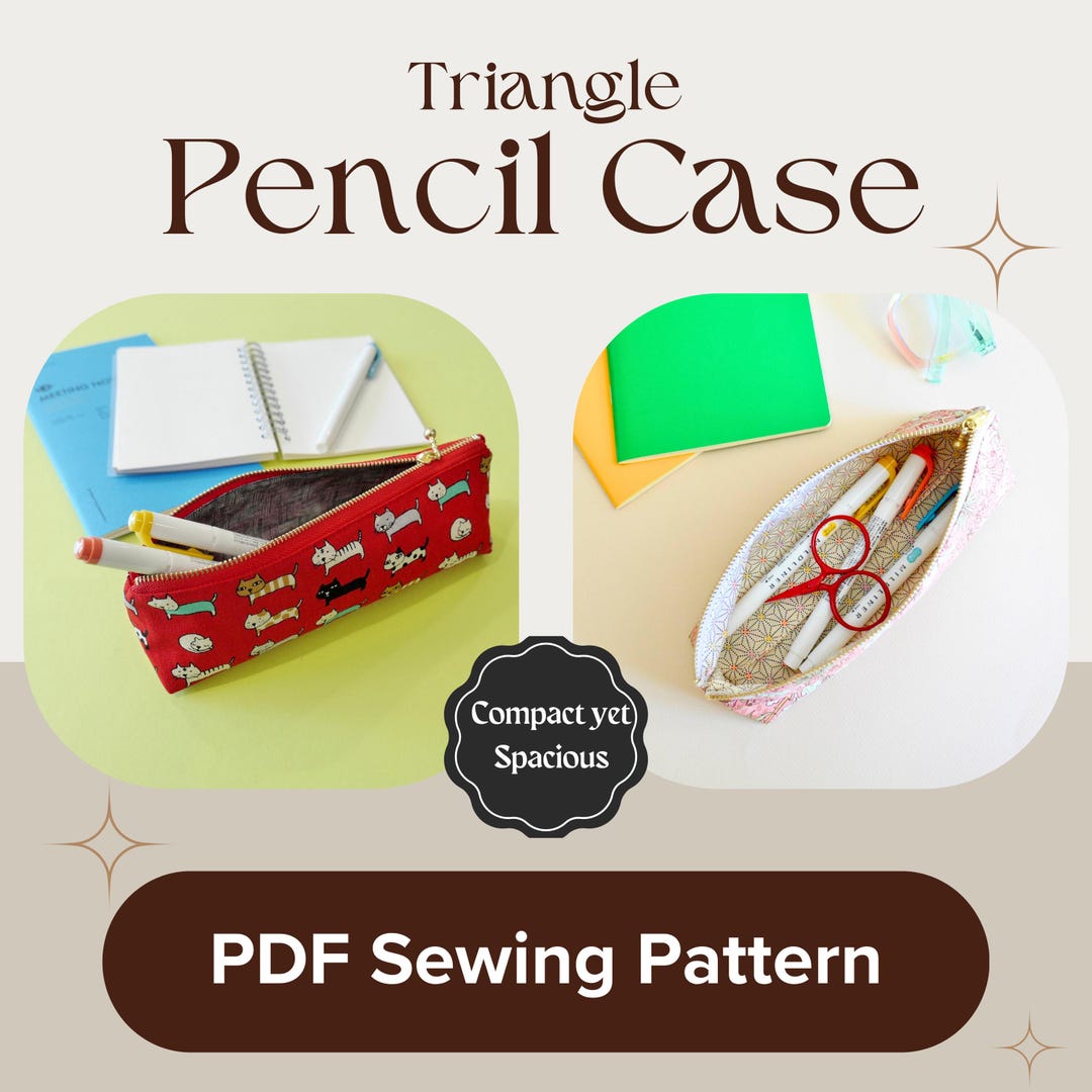 PDF Sewing Pattern - Triangle Pencil Case, Makeup Brush Case, Sewing Tutorial Guide, Cosmetic ...