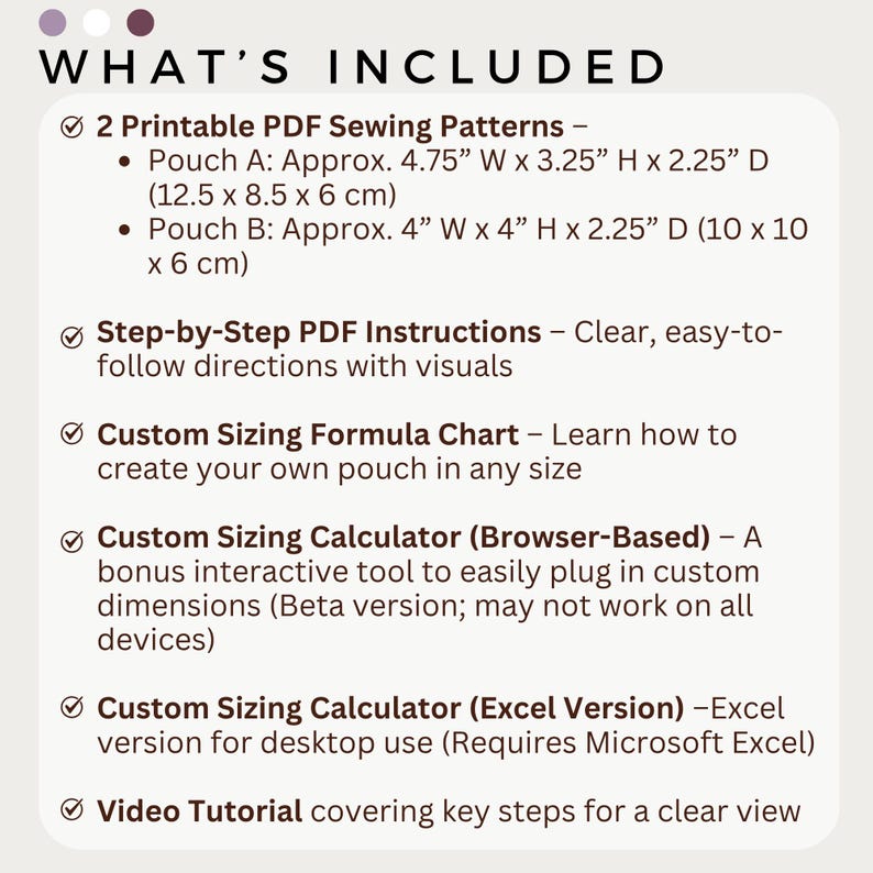 Boxy Zipper Pouch PDF Pattern With Custom Size Calculator & Formula ...