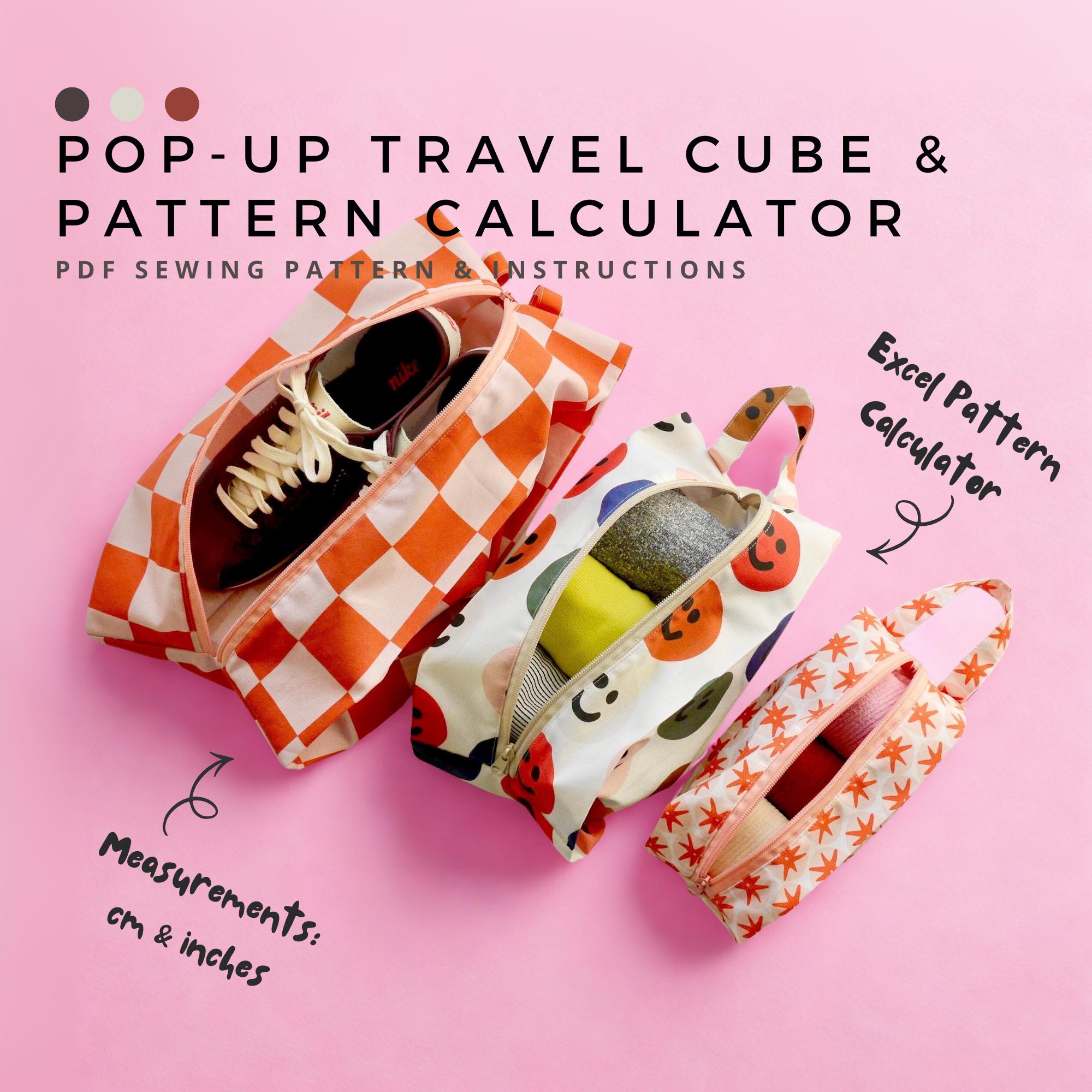Pop-up Travel Cube Pouch Sewing Pattern With Custom Sizing Formula ...