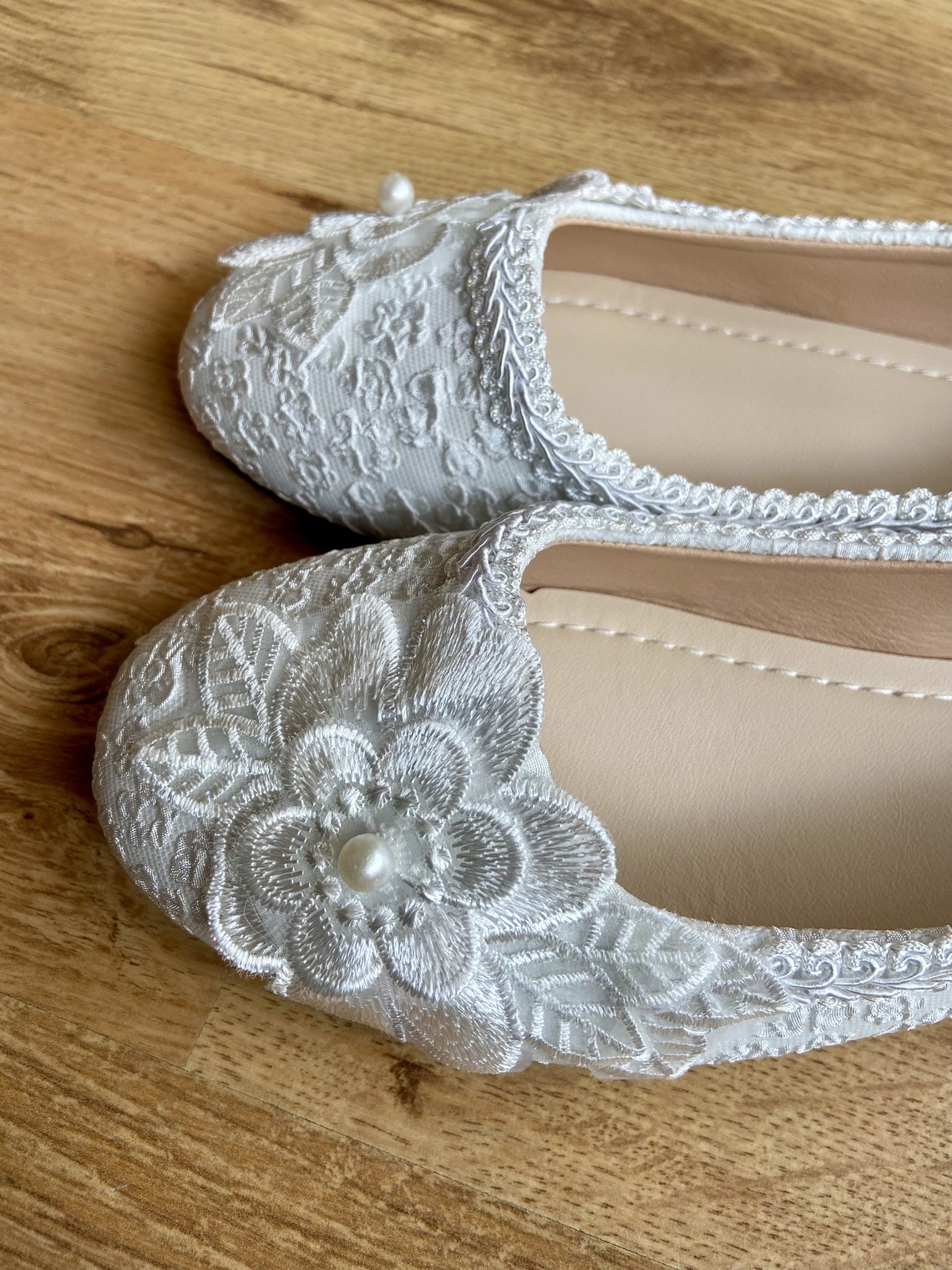 Eloise-lace Bridal Flats, Low Heel, Wedding Shoes Flat, Brides Shoes ...