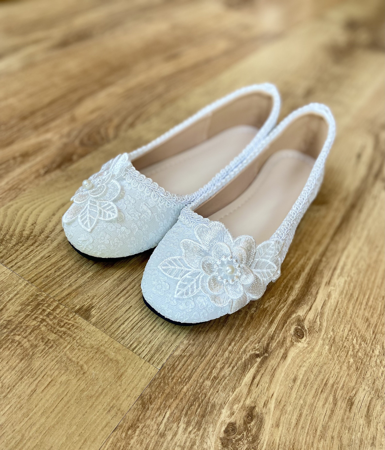 Eloise-lace Bridal Flats, Low Heel, Wedding Shoes Flat, Brides Shoes ...