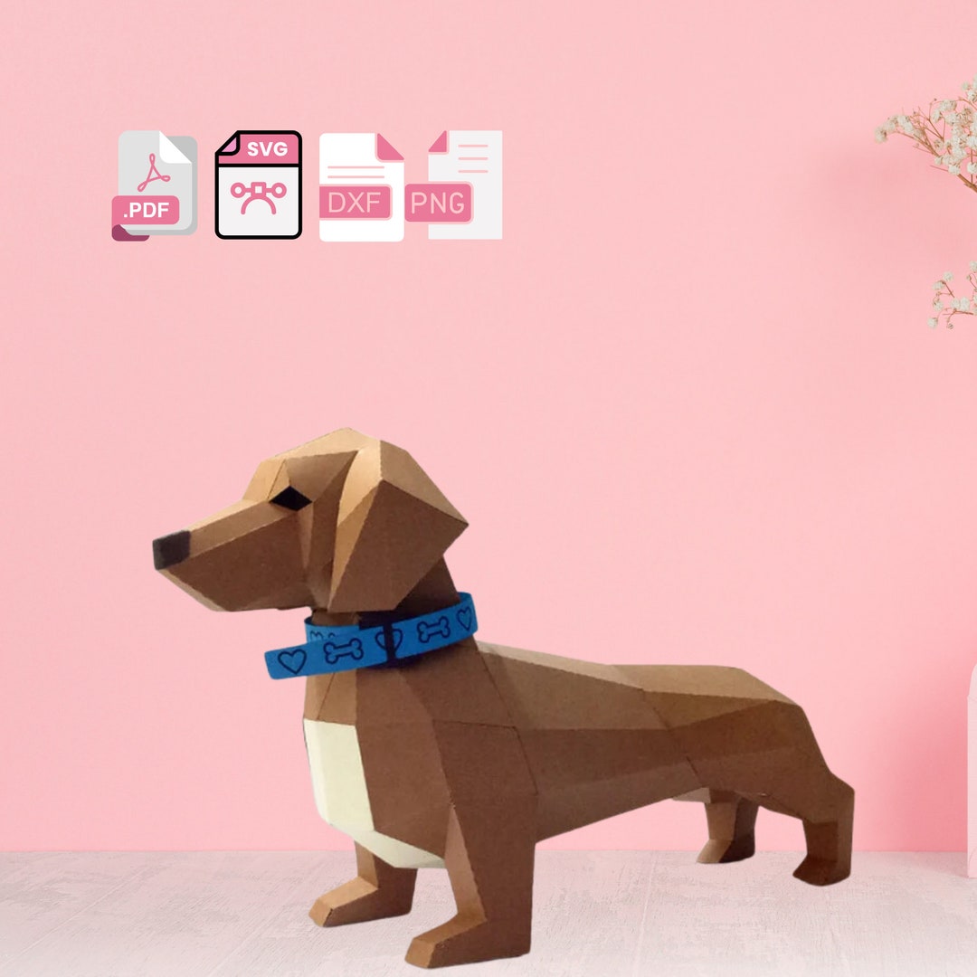 DIY Dachshund Puppy, Animal Model, 3d Papercraft, Lowpoly ,3d Model ...
