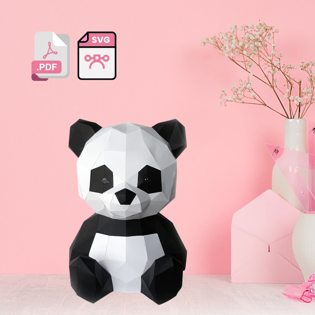 Panda Papercraft, 3d Printed, DIY Craft, for Cricut or Silhouette Cameo ...