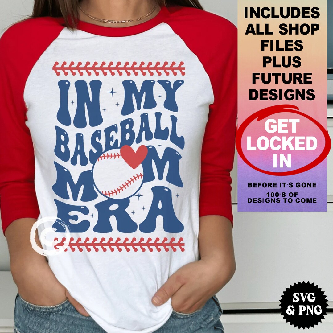 Baseball Mom Era SVG: Retro Wavy Font, Baseball PNG (digital Download ...