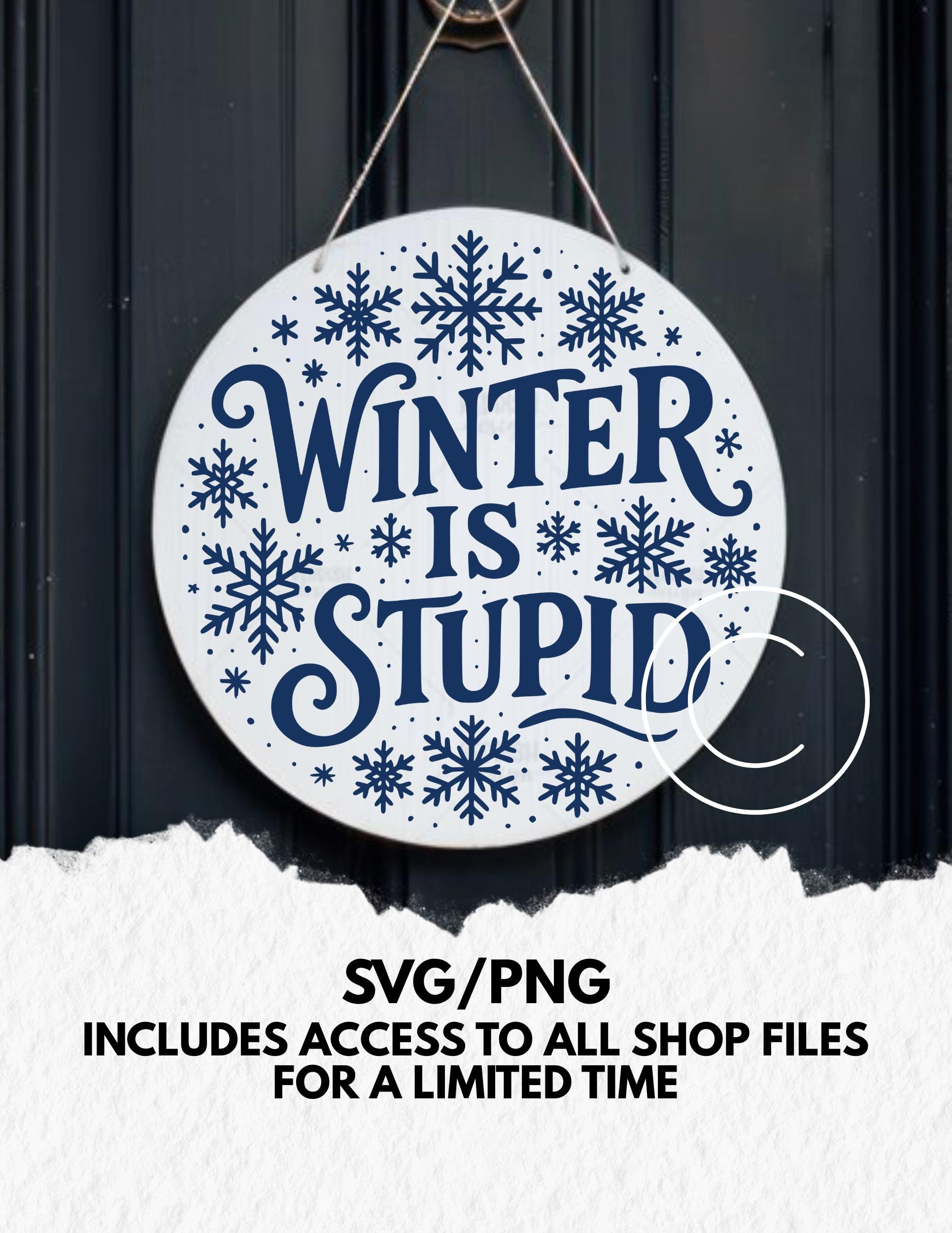 Winter is Stupid Funny Door Sign Svg / Png, Winter Porch Sign Svg ...